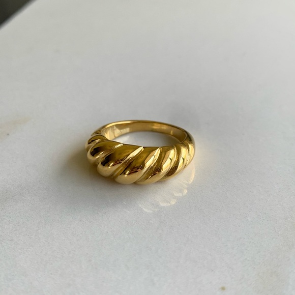 LACCstudios | Jewelry | Gold Croissant Ring Gold Twisted Dome Ring ...